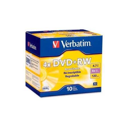 Verbatim Americas Verbatim DVD+RW, 94839, 1X-4X Speed, 4.7GB, Branded, 10/Pk 94839 | Zoro
